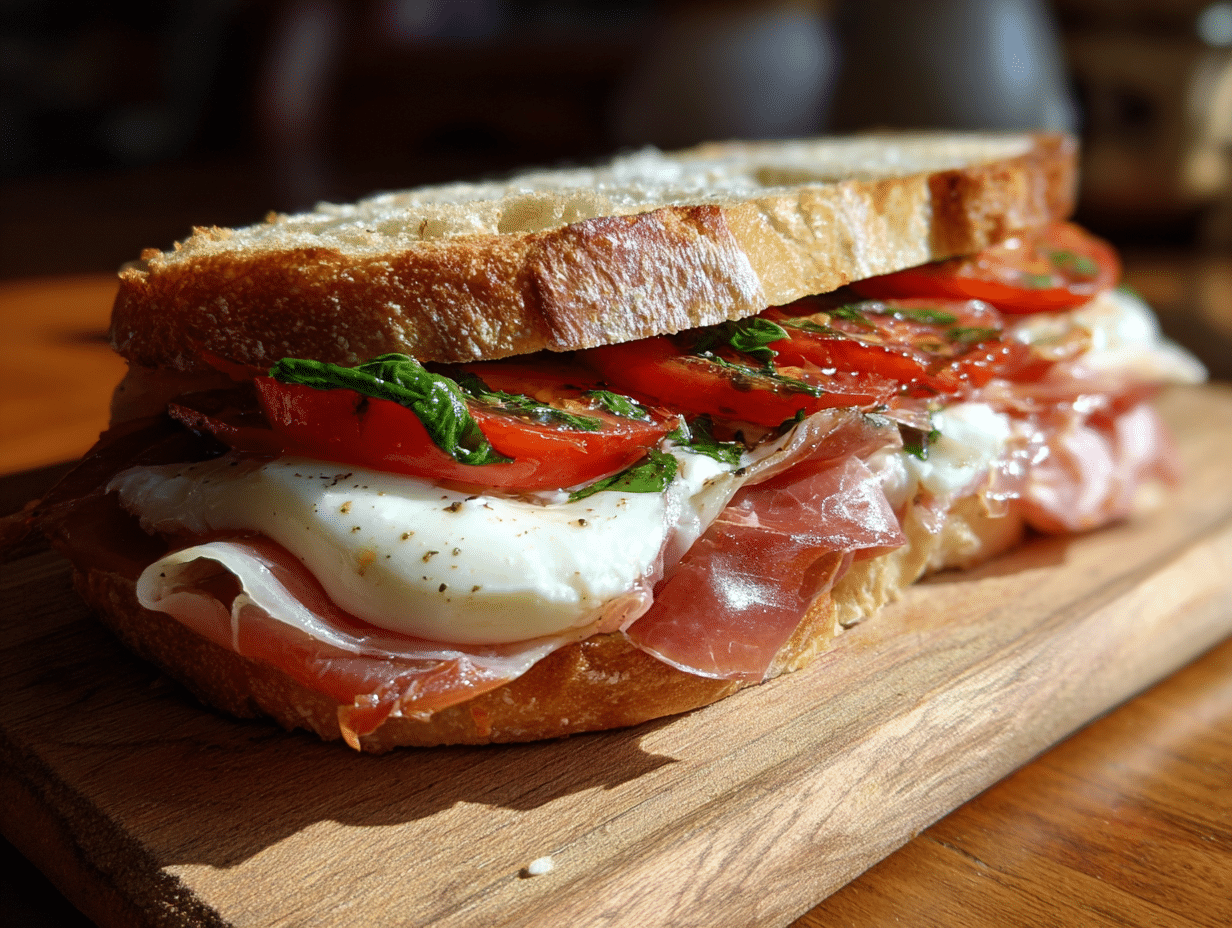 Irresistible Prosciutto Sandwich with Mozzarella & Tomato - Sugar Detox Lab