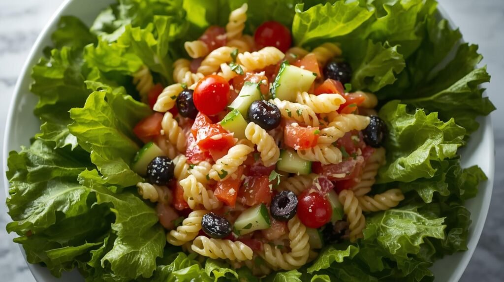 Effortless Pasta Salad on Lettuce Recipe: A Lightened-Up Sugar-Free ...
