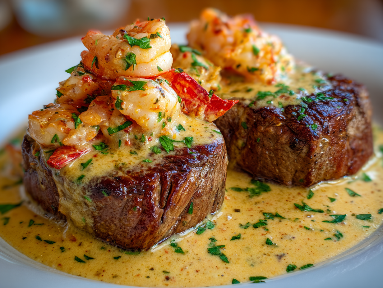 Filet Mignon with Shrimp and Lobster Cream Sauce Recipe | Full Guide